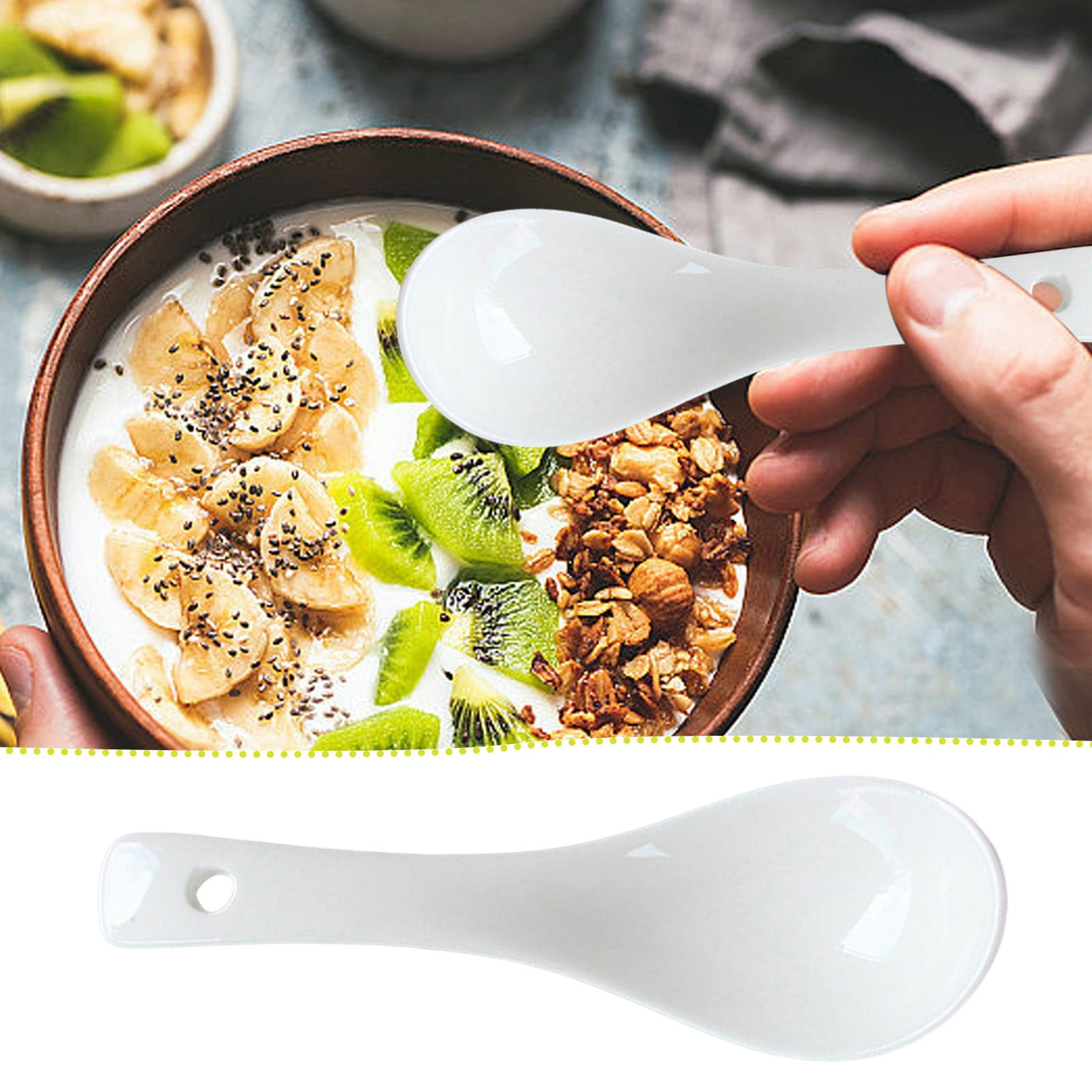 Pure White Ceramic Short Handle Soup Spoon/ Pure White Ceramic Small ...