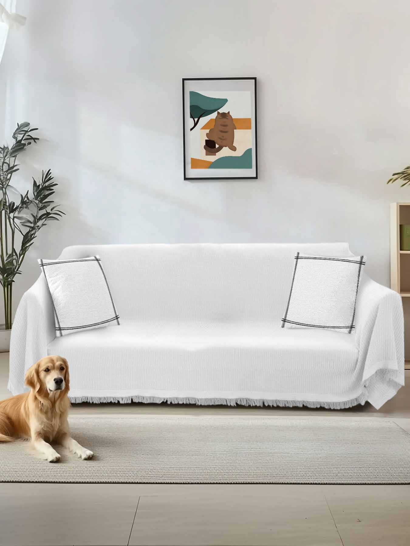 Pure White Couch Cover Sofa Covers 3 Cushion Sectional Couch, Simple ...