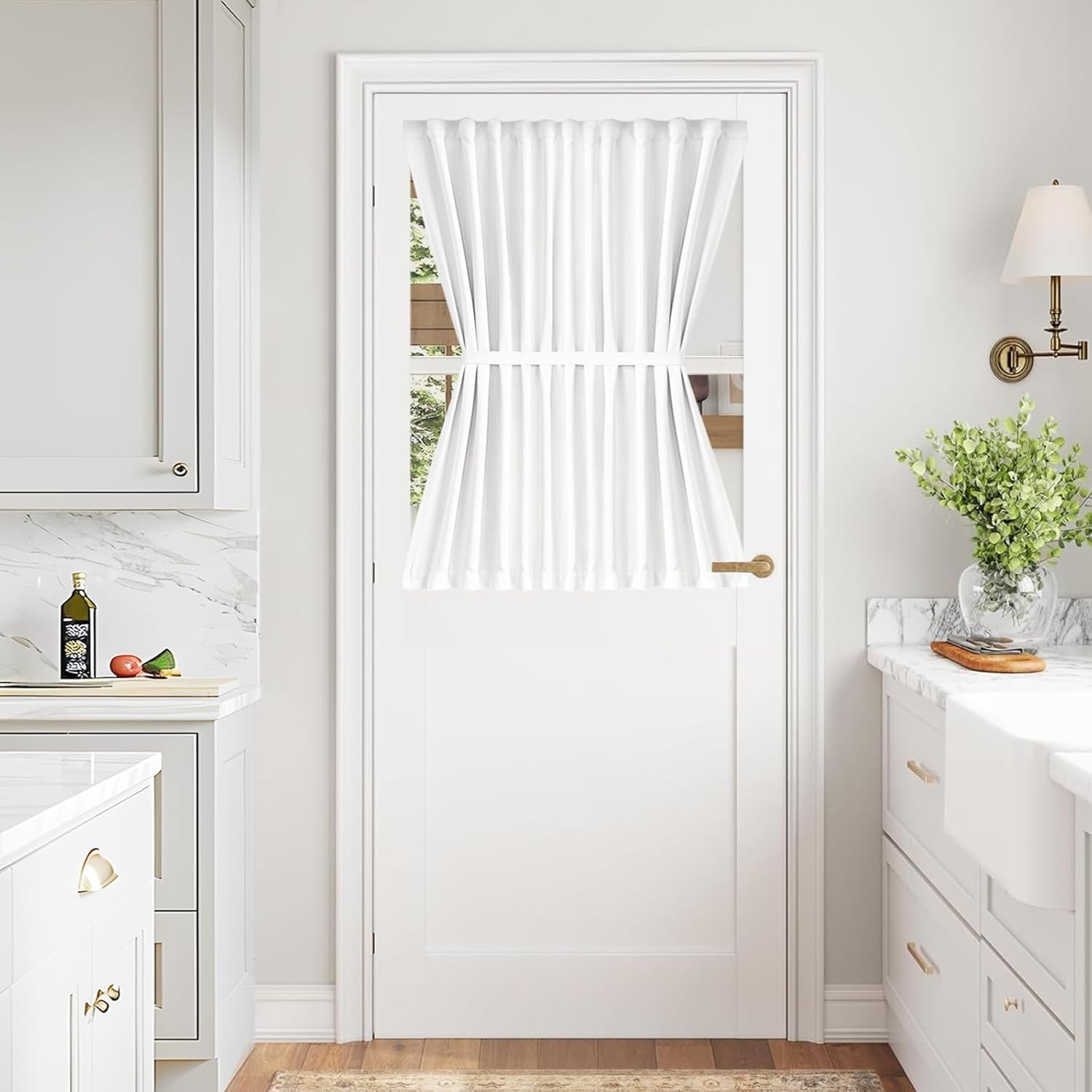 Pure White Curtains for Door Window - Sidelight Curtain and Drapery for ...