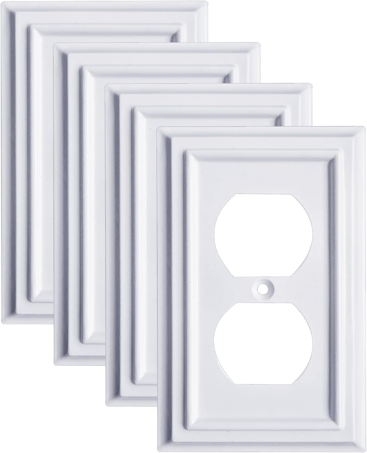 Pure White Decorative Outlet Covers Wall Plates, Bamboo Fiber Light ...