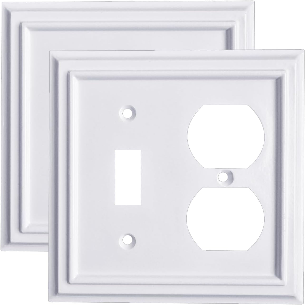 Pure White Decorative Outlet Covers Wall Plates, Bamboo Fiber Light ...