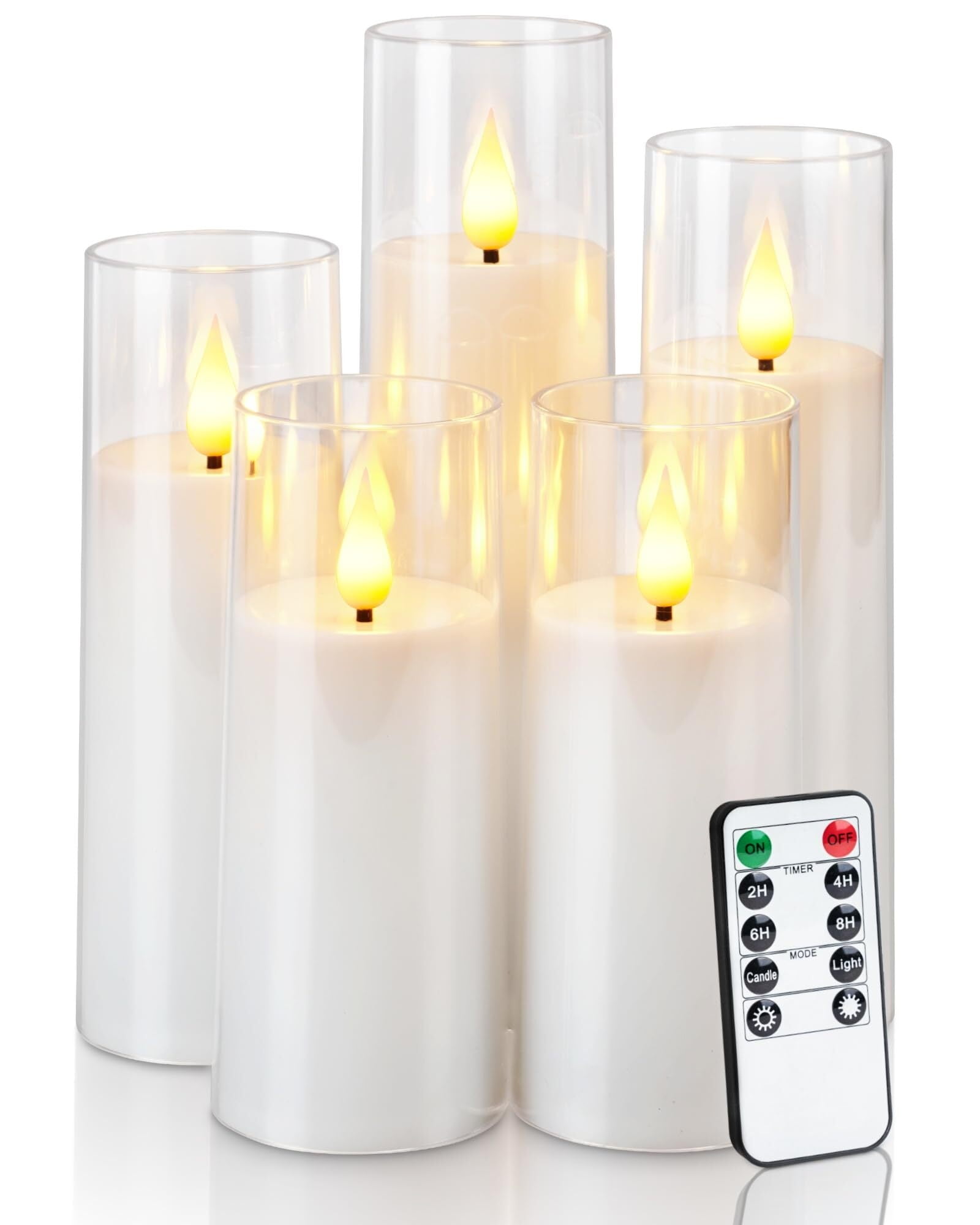 Pure White Flameless Candles, Battery Operated Candles, Acrylic ...