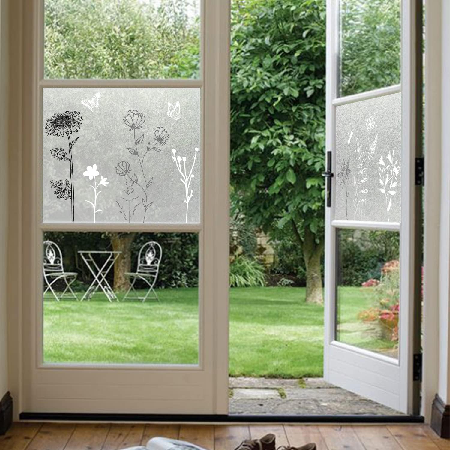 Pure White Frosted Privacy Stained Glass Window Border Film, Removable ...