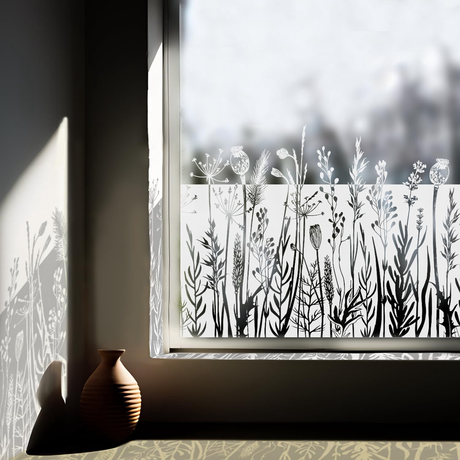 Pure White Frosted Privacy Stained Glass Window Border Film, Removable ...