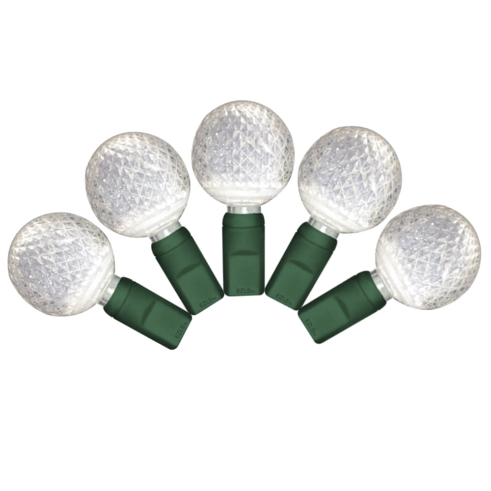 Pure White G25 LED Raspberry Christmas Light String, 50 Bulbs, 25 Ft ...