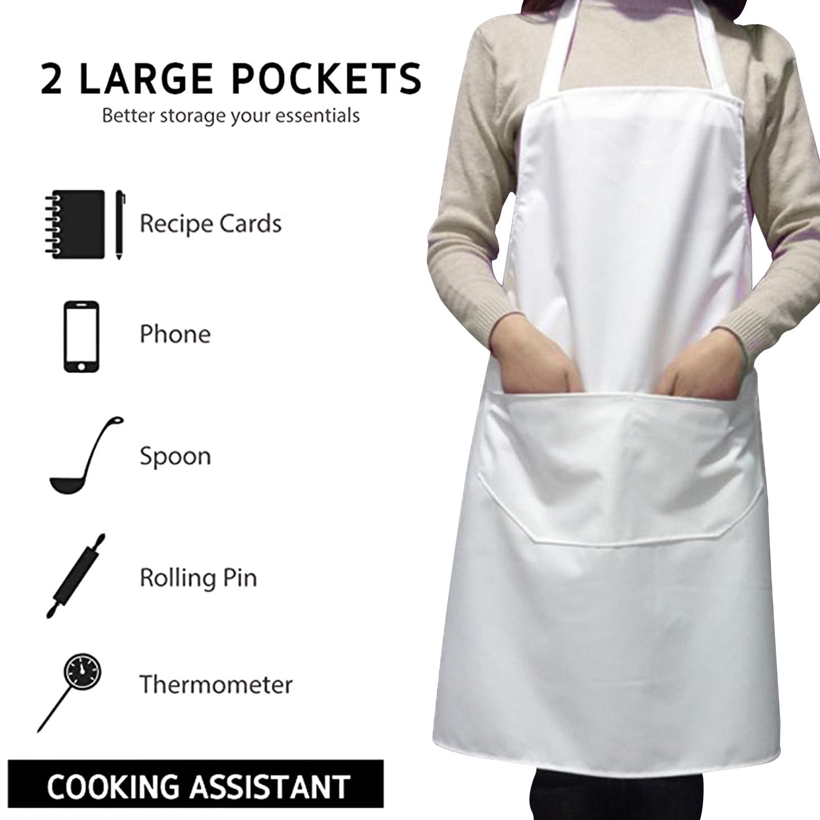 Pure White Kitchen Apron,28x35cm 28 Inches by 35 Inches,Durable Cotton ...