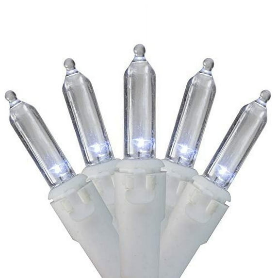 Pure White Led Mini Christmas Light Set 11.25Ft White Wire 35 Count ...