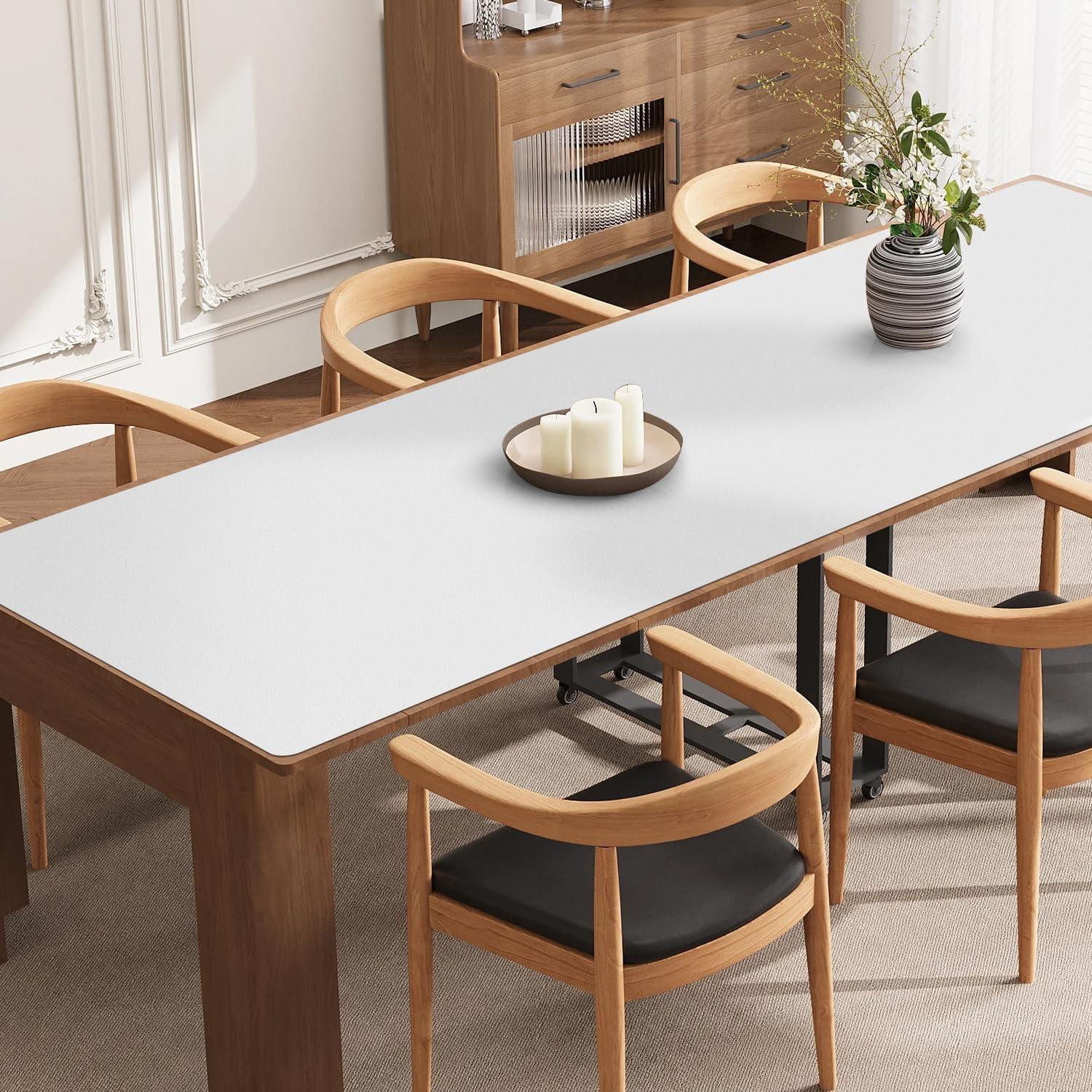 Pure White Plastic Table Cover Protector, 42" X 96" Waterproof Easy ...