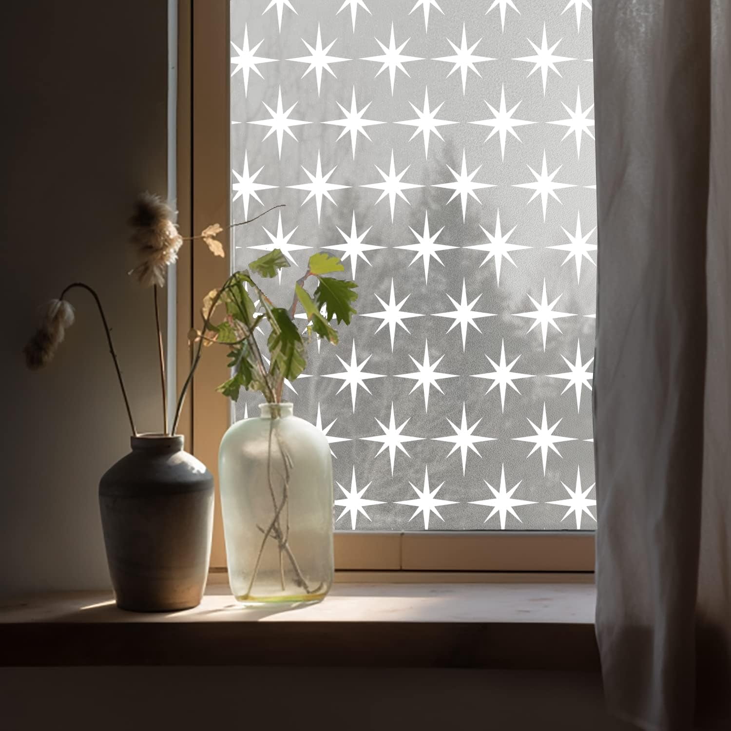 Pure White Window Privacy Film Decorative Pattern Design, Removable ...