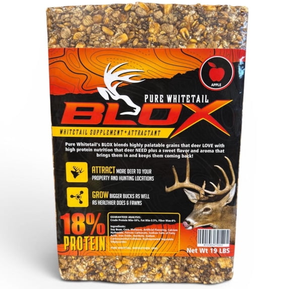 Pure Whitetail BLOX Apple Deer Feed Block, 19 lb, 18% Protein, Mineral ...