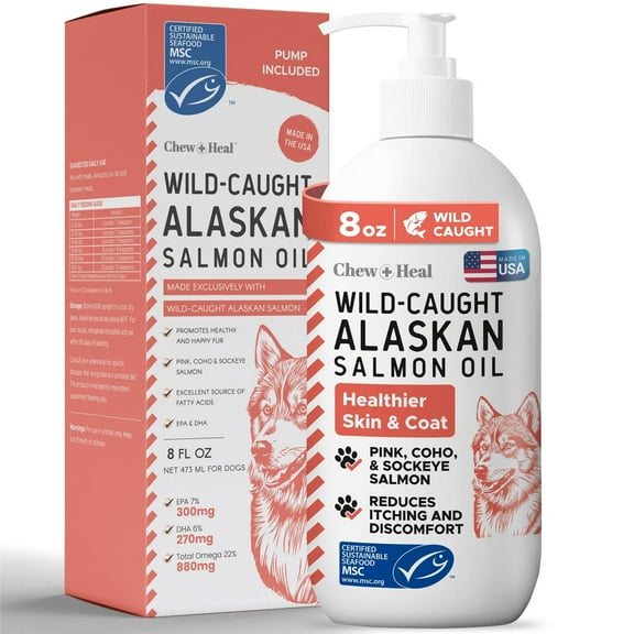 Chew + Heal Omega Pet Supplement - Wild Alaskan Salmon Oil for Dogs ...