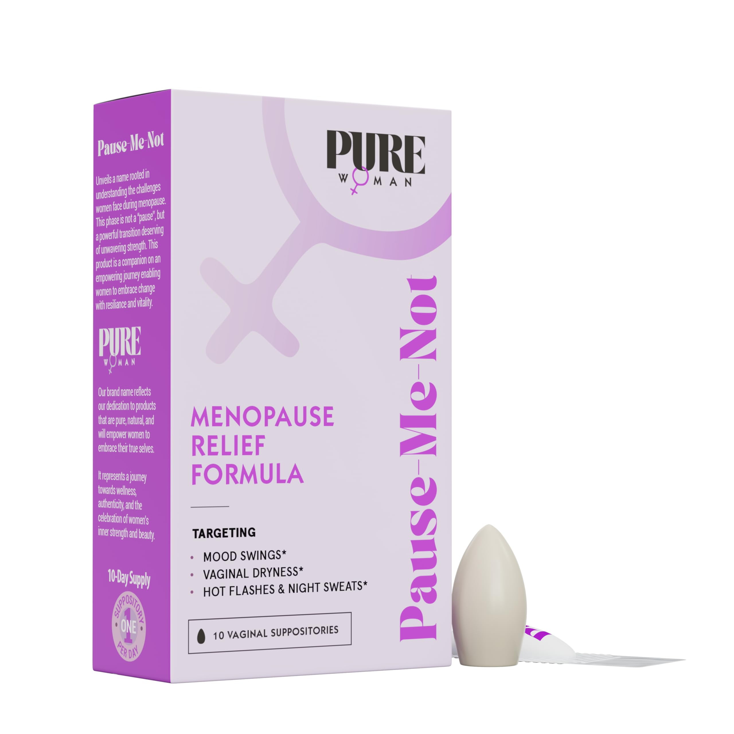Pure Woman Pause-Me-Not 10 Menopause Relief Vaginal Suppositories - Menopause Supplements for ...