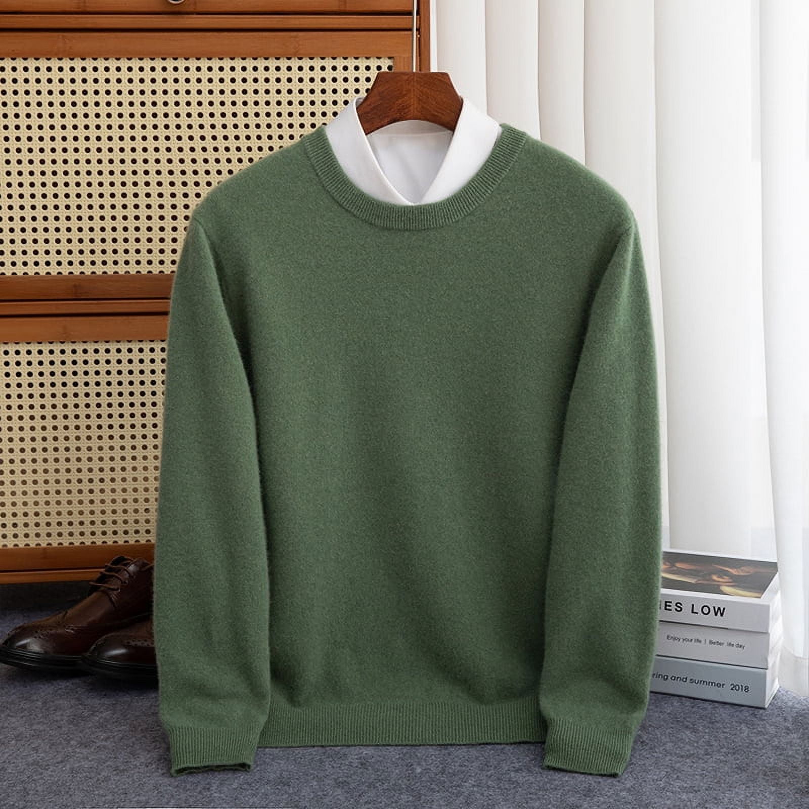 Pure Wool Sweater Men‘s Autumn Winter O-Neck Pullovers Business Casual ...