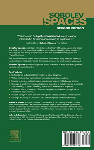 Pre-Owned Pure and Applied Mathematics: Sobolev Spaces : Volume 140 (Series #140) (Edition 2 ...