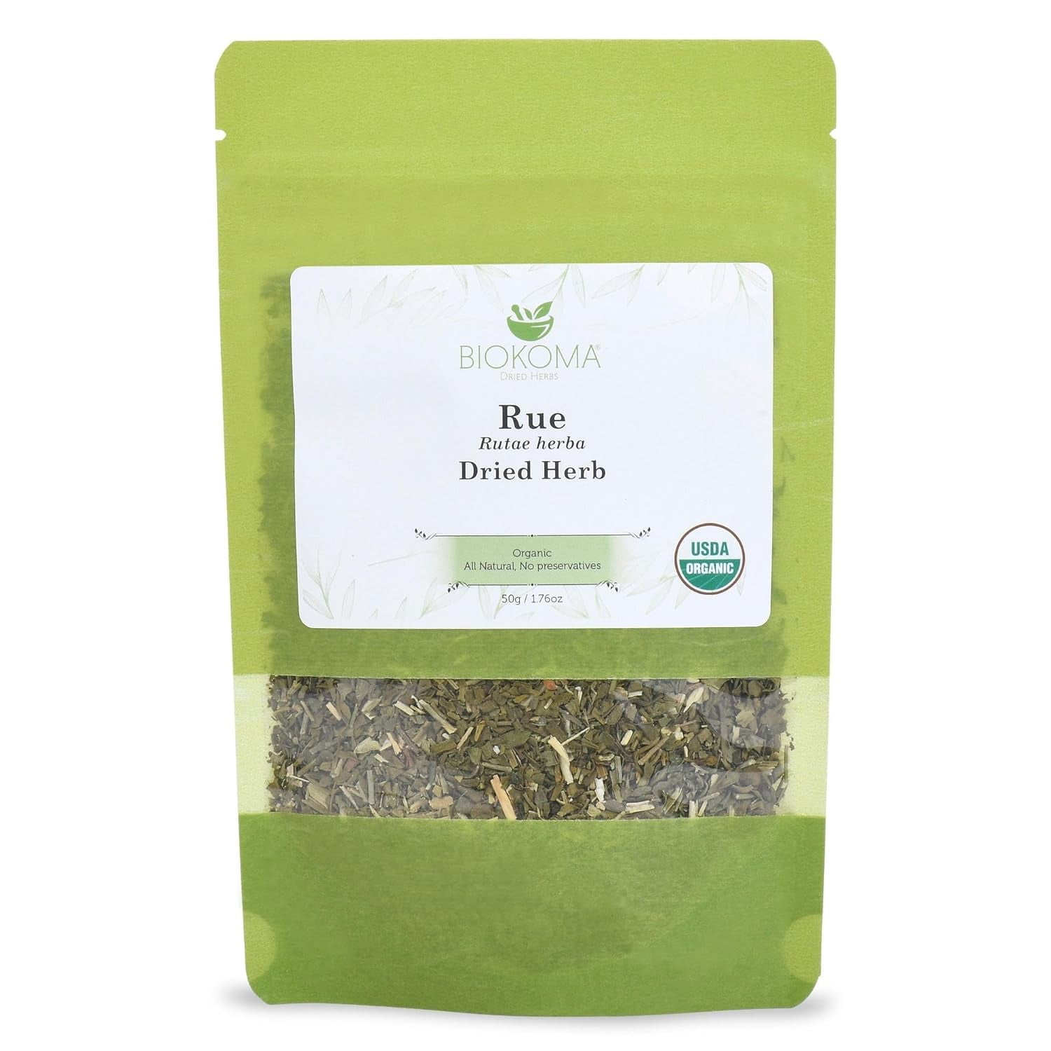 Pure and Organic Rue Dried Herb 50g in Resealable Moisture Proof Pouch ...