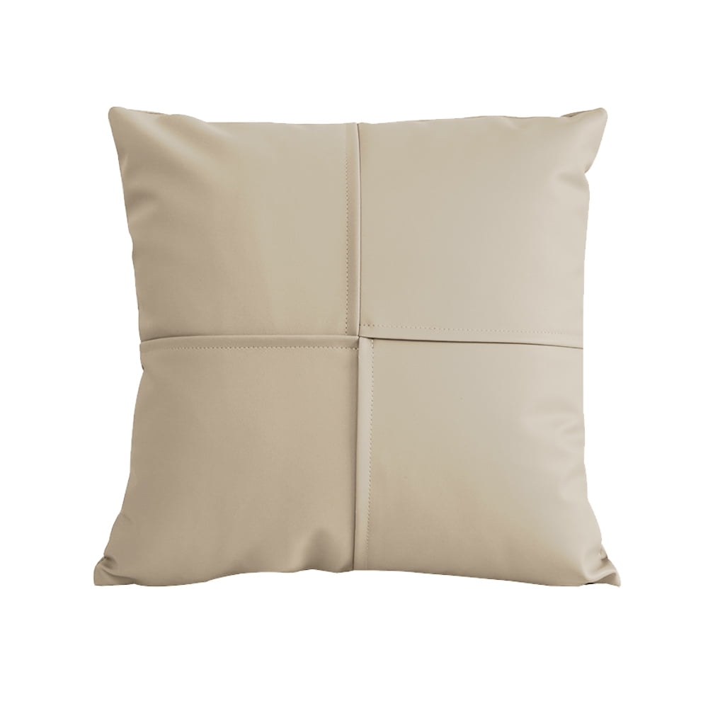 Pure color PU leather pillow cover-modern simple stitching pillow cover ...