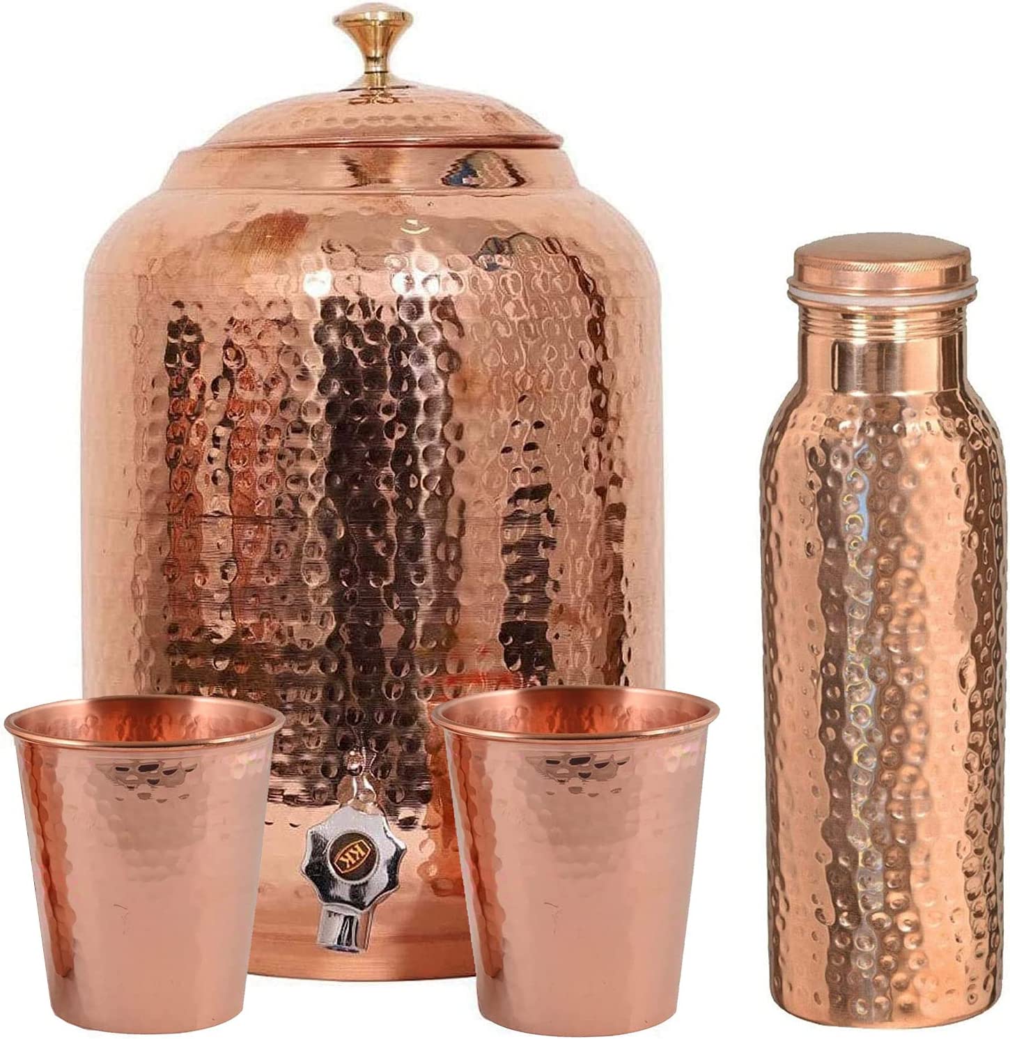 Pure copper drinkware water dispenser - 8L- hammered finish- Pot ...