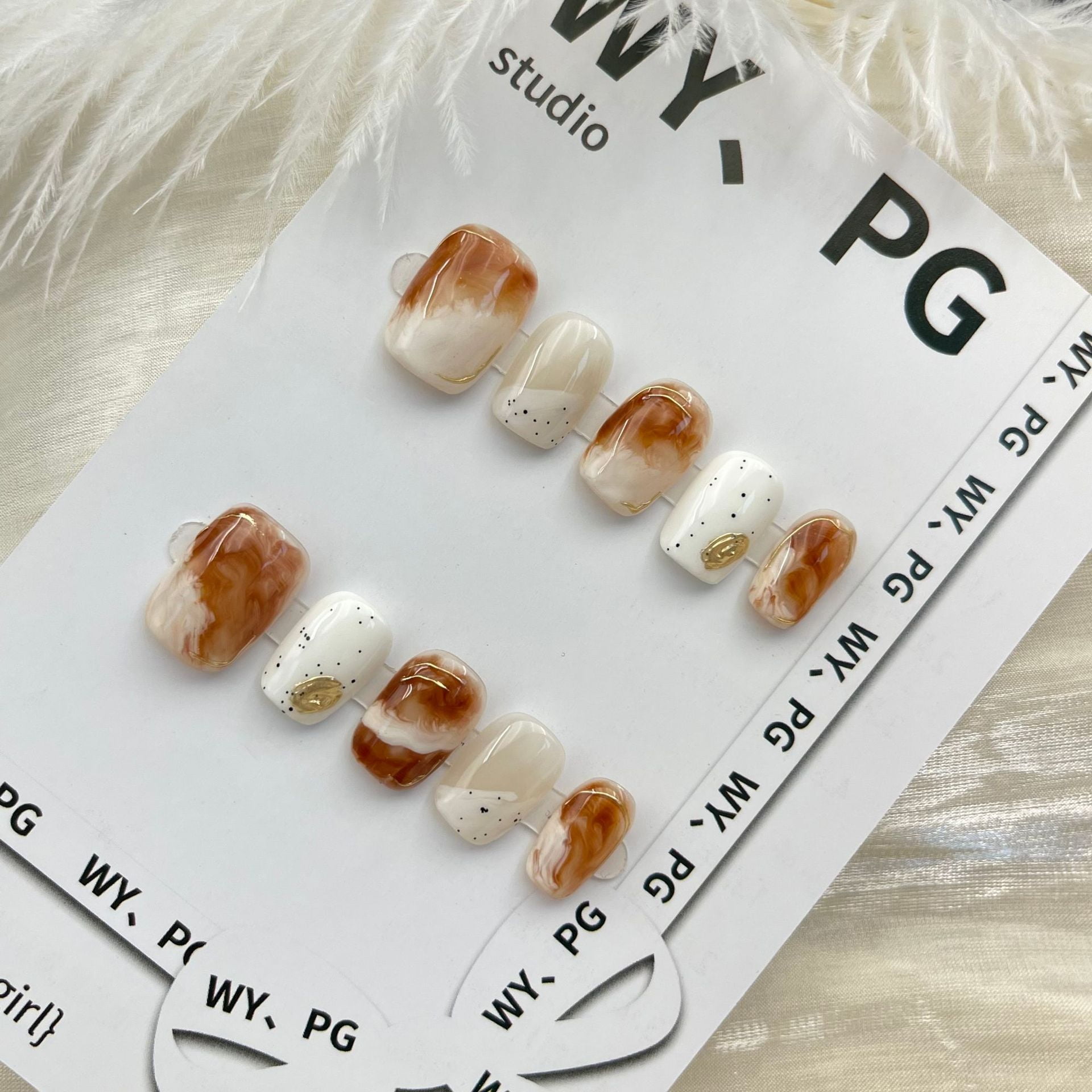Pure handmade wear-on nails Maillard ultra-short ladder nail pieces ...