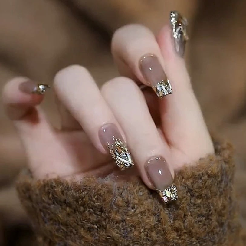 Pure want wind false nails [cold fog gray] T nail removable finished ...