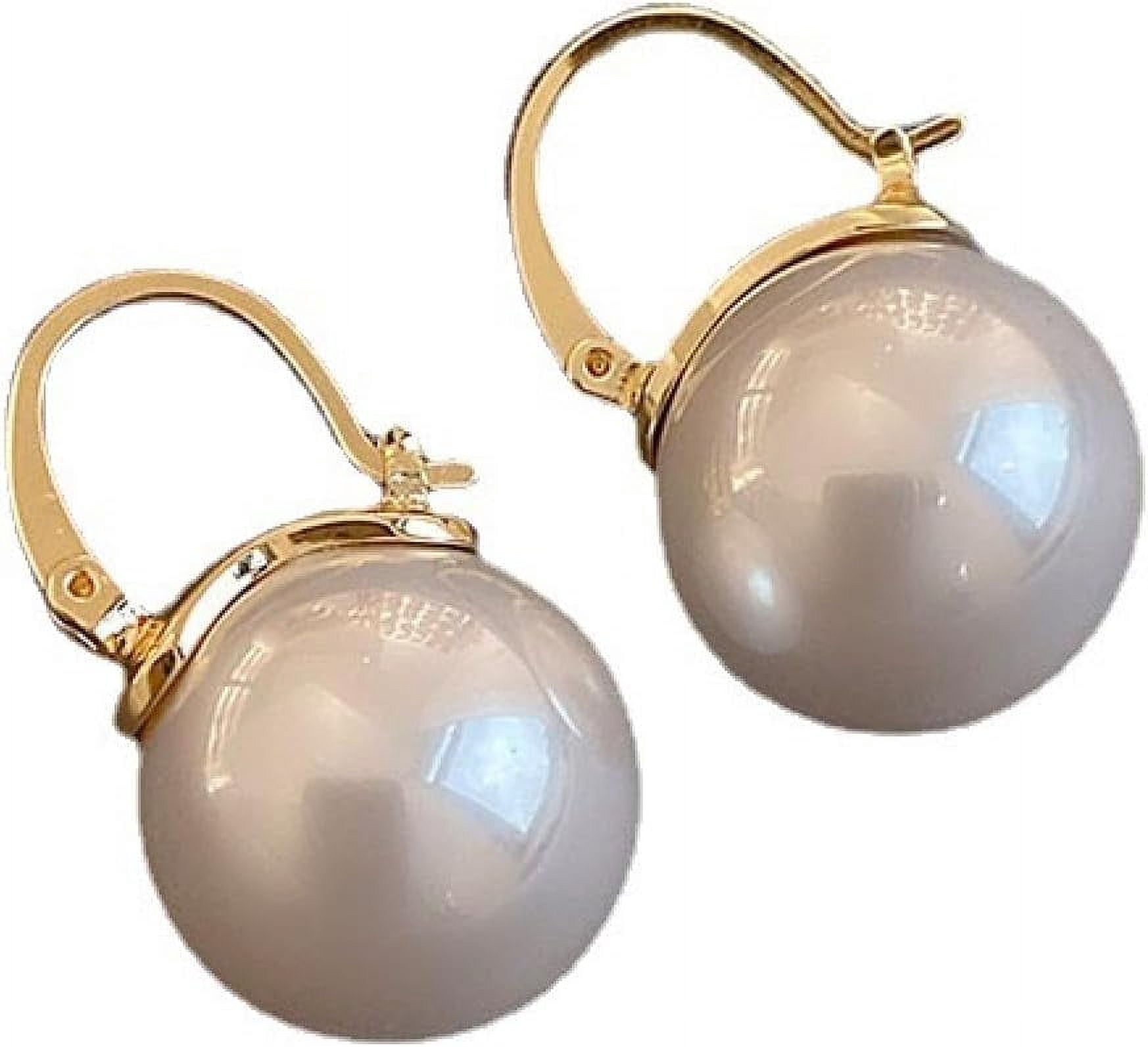 Pure white pearl stud earrings temperament, silver pin earrings, niche ...