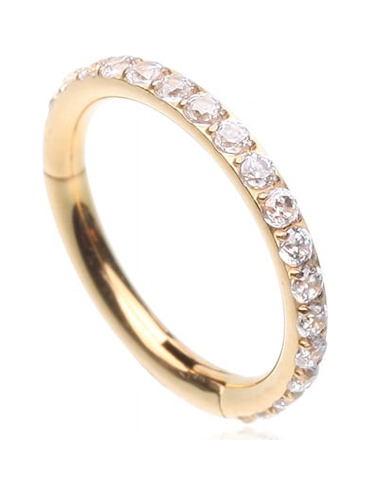 Pure24K Implant Grade Titanium Brilliant Sparkle Gems Lined Seamless ...