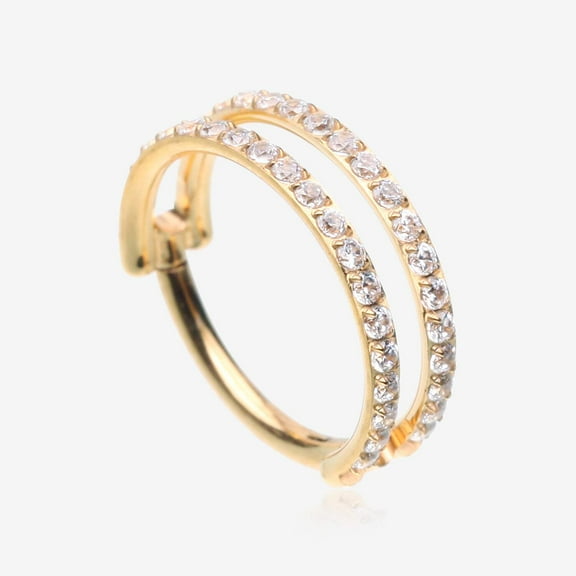 Pure24K Implant Grade Titanium Hammered Accent Double Loop Clicker Hoop ...