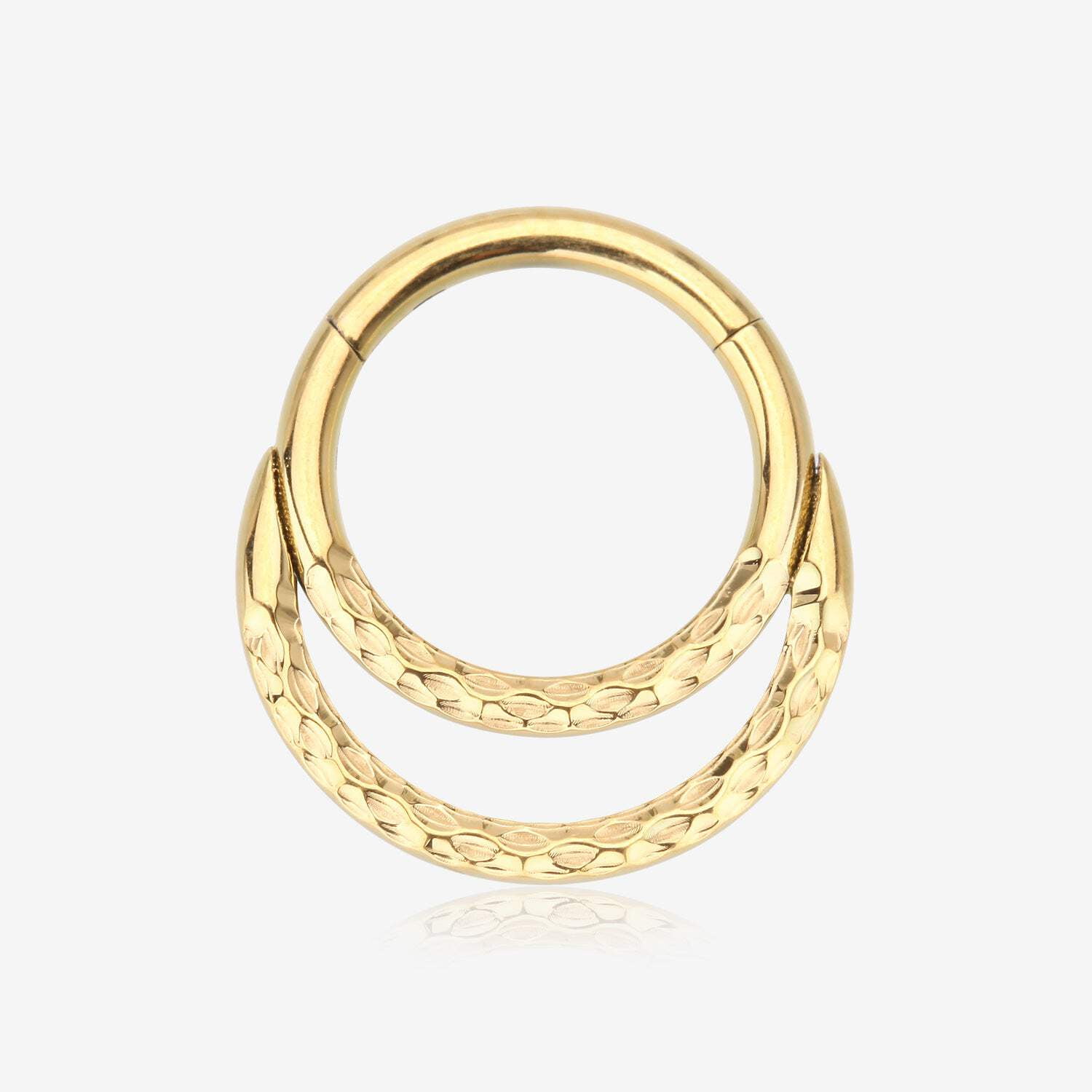 Pure24K Implant Grade Titanium Hammered Accent Double Loop Clicker Hoop ...