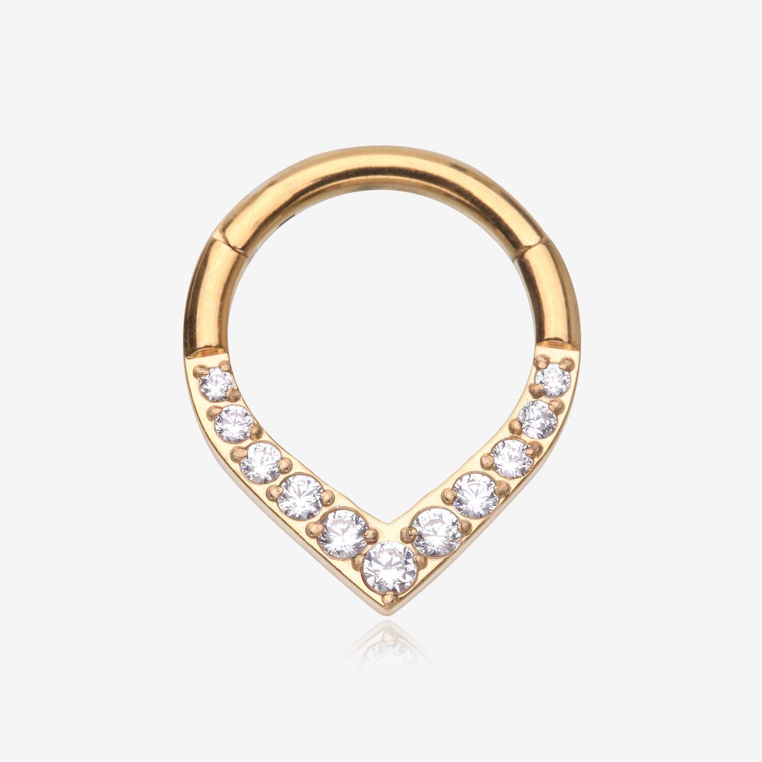 Pure24K Implant Grade Titanium Sparkle Chevron Teardrop Clicker Hoop ...