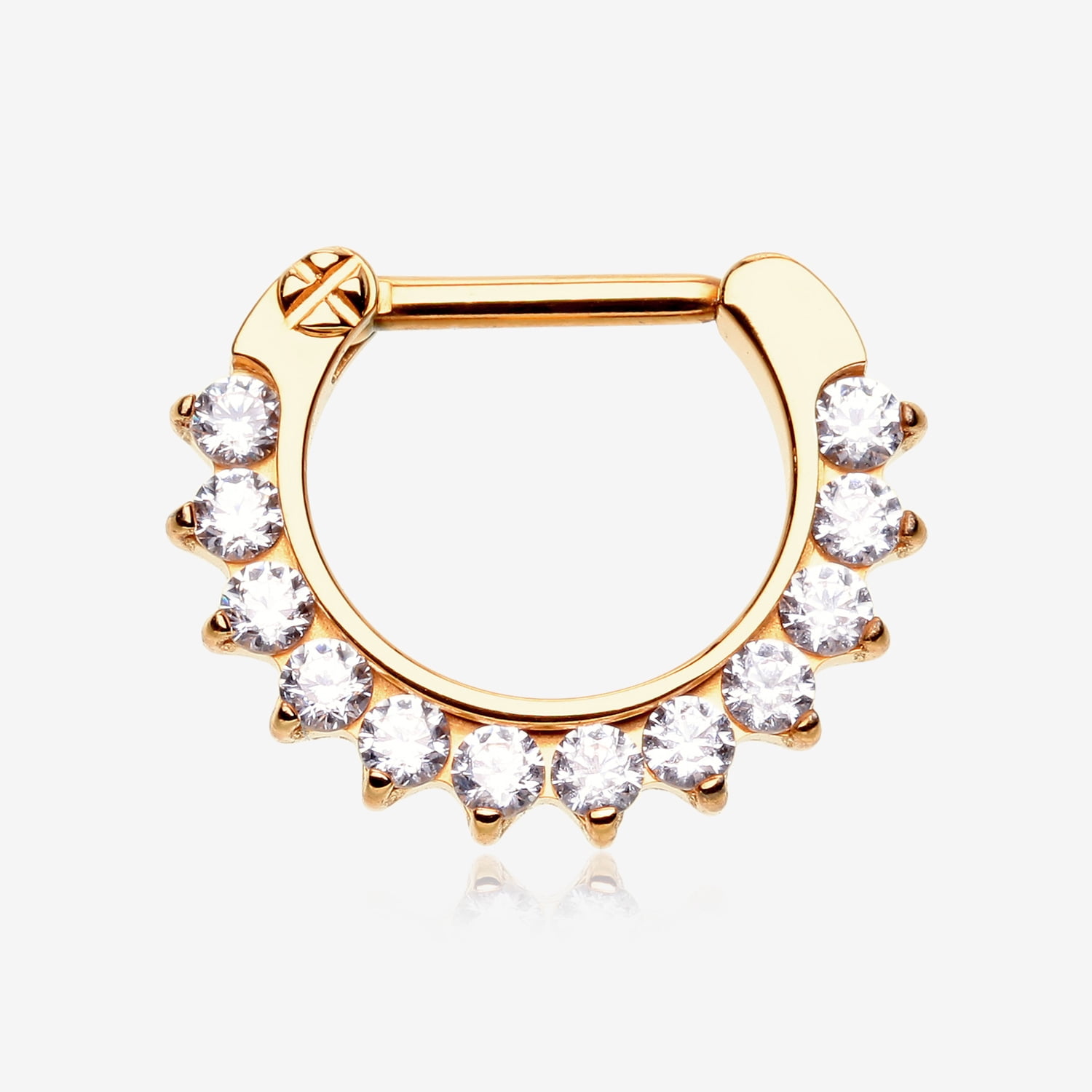 Pure24K Implant Grade Titanium Sparkle Multi-Gem Clicker Hoop Ring ...