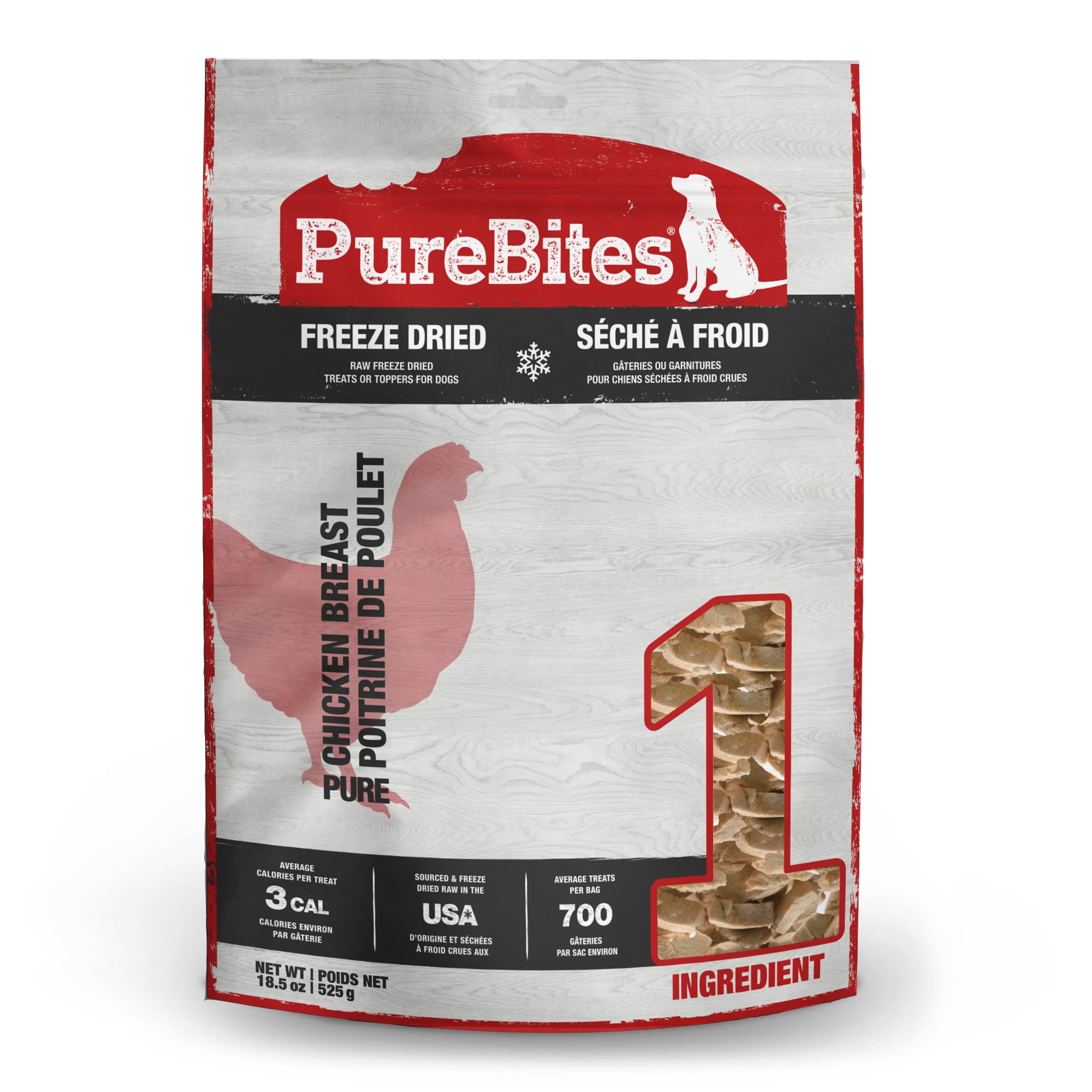 PureBites Chicken Freeze Dried MSF2 Dog Treats, 1 Ingredient, Made in ...