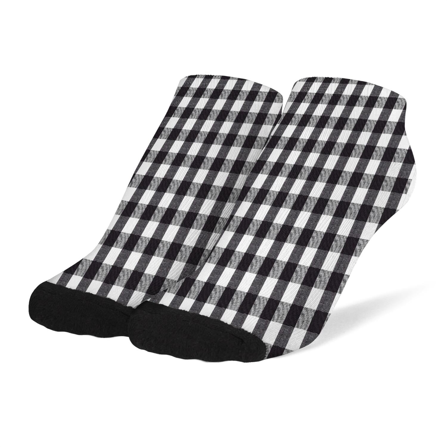 PureBond Black and White Check Women's Short Socks -3D Print-1 Pair ...