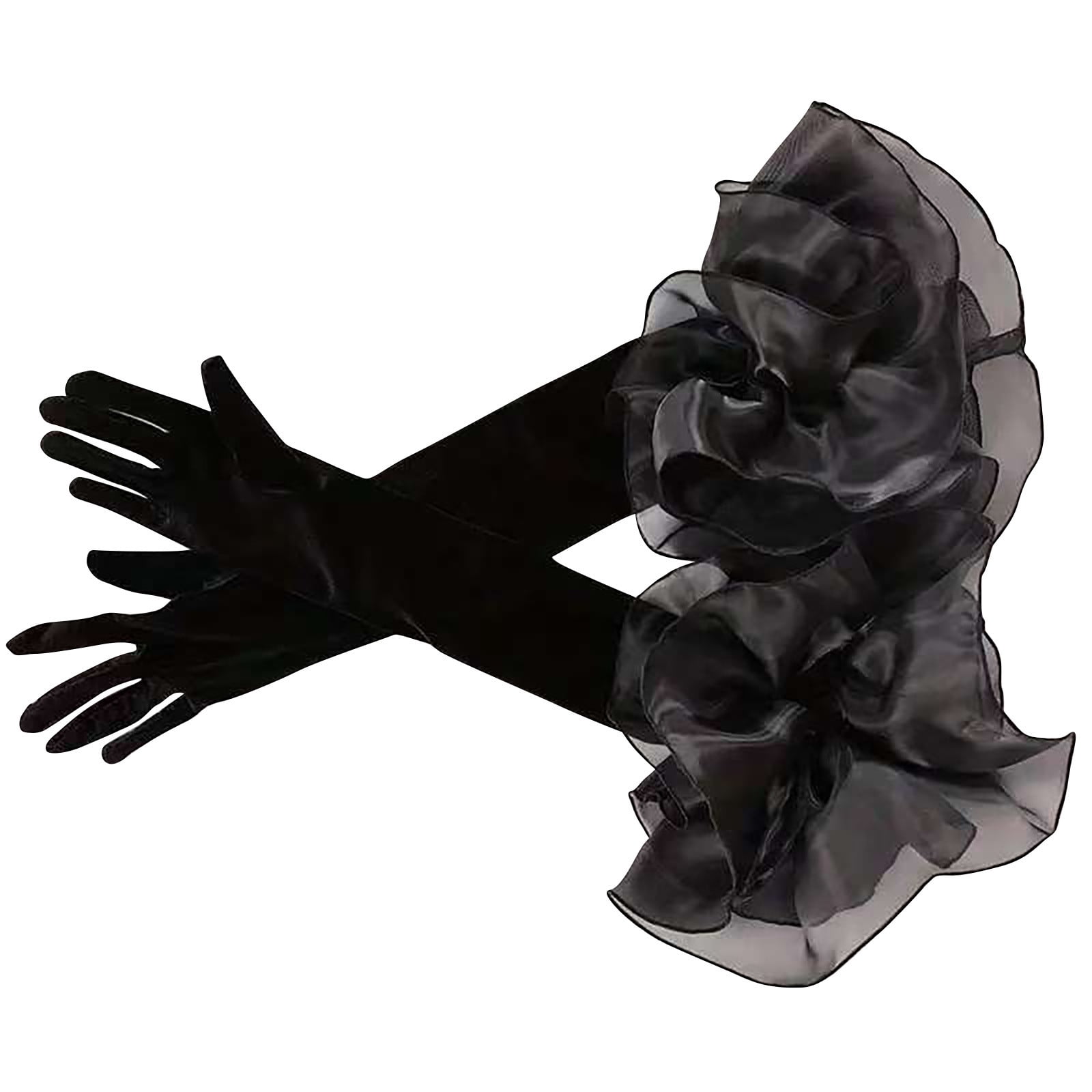 PureCasa Women Long Puff Gloves Christmas Wear for Women Opera Velvet ...