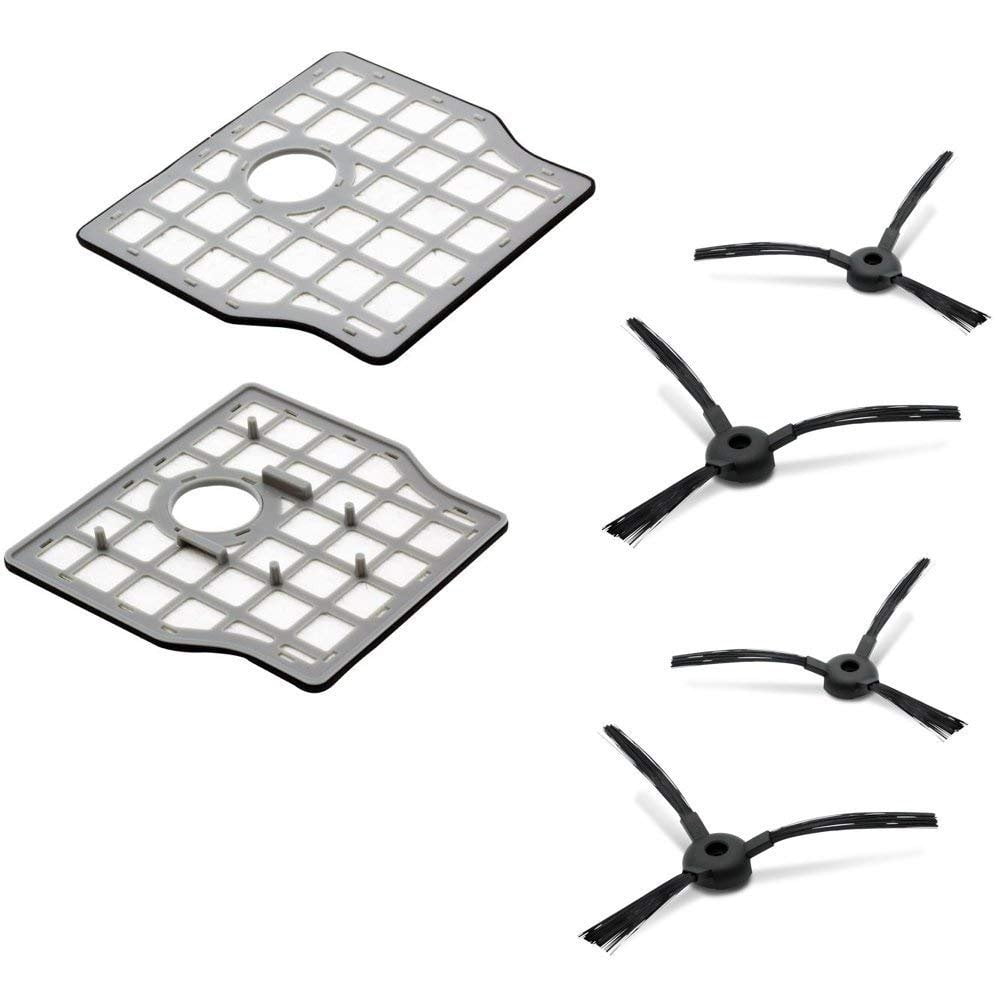 PureClean - 4 Replacement Rotating Side Brushes and 2 Replacement HEPA ...