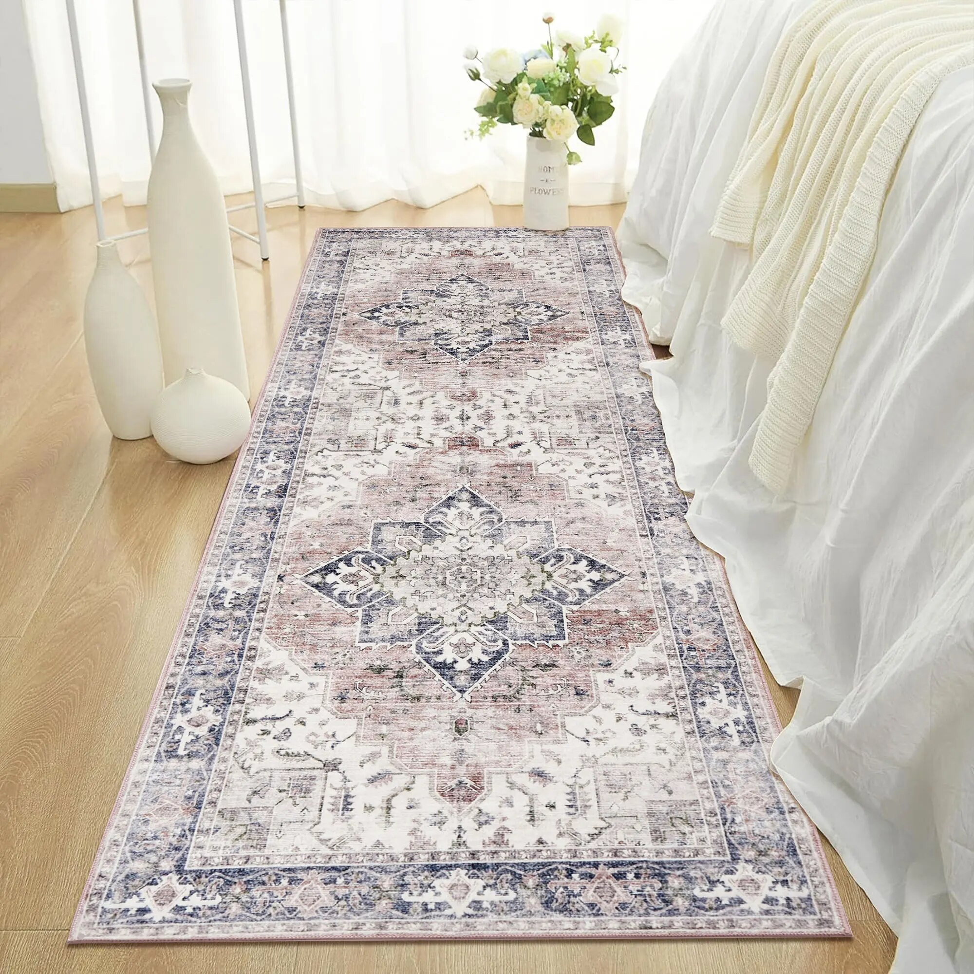 ReaLife Rugs Machine Washable Vintage Distressed Traditional - Beige ...