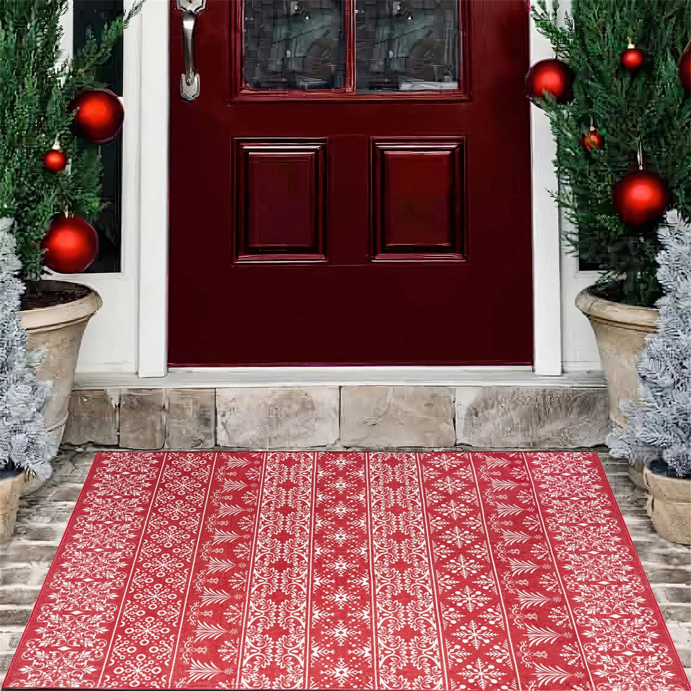 BERTHMEER Red&White 2x3 ft Christmas Area Rugs for Living Room,Non-Slip ...