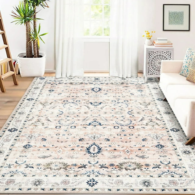 PureCozy 5'x7' Pink Washable indoor Area Rugs for Living Room Bedroom ...