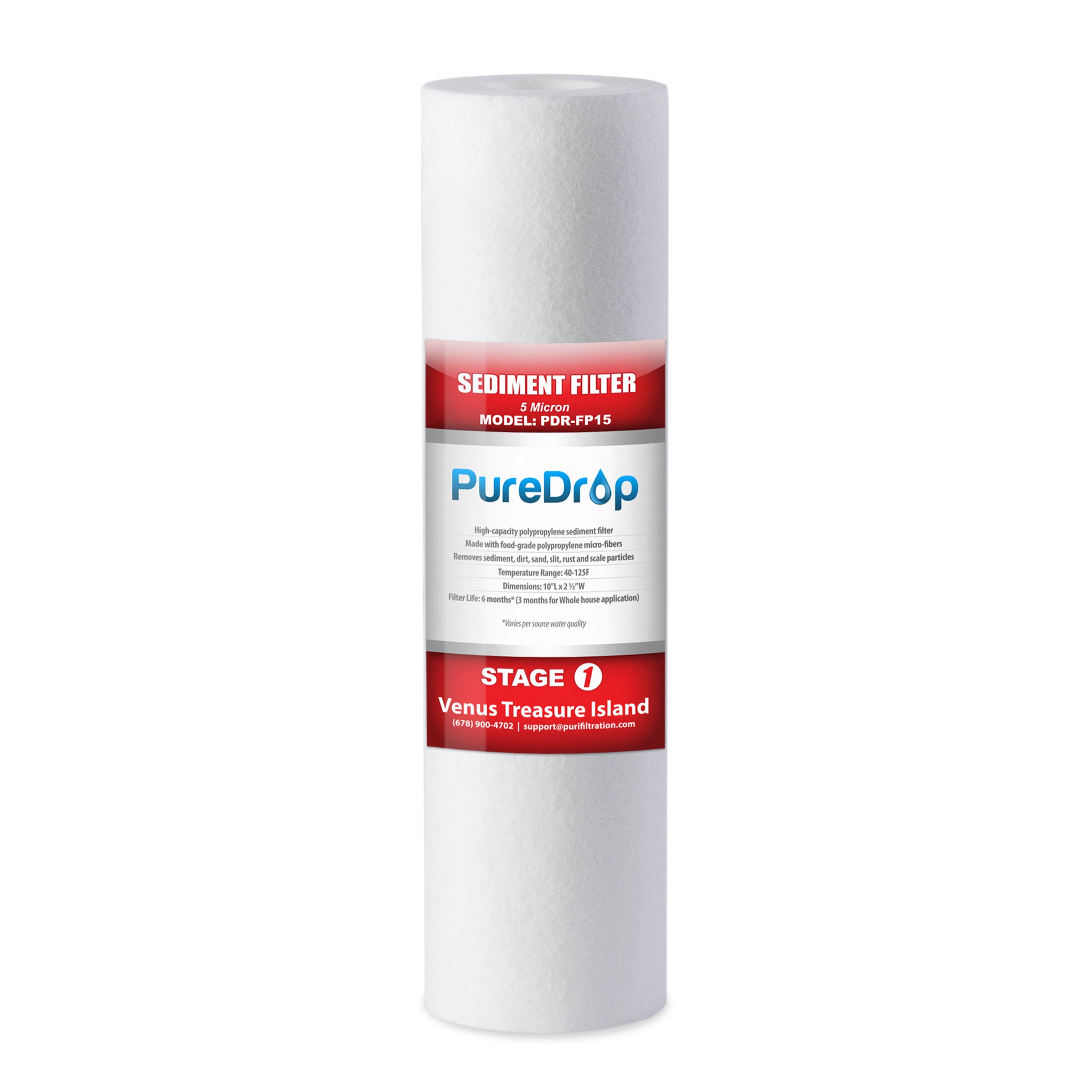 PureDrop PDR-FP15 High-Quality 10"x2.5" Sediment Water Filter ...