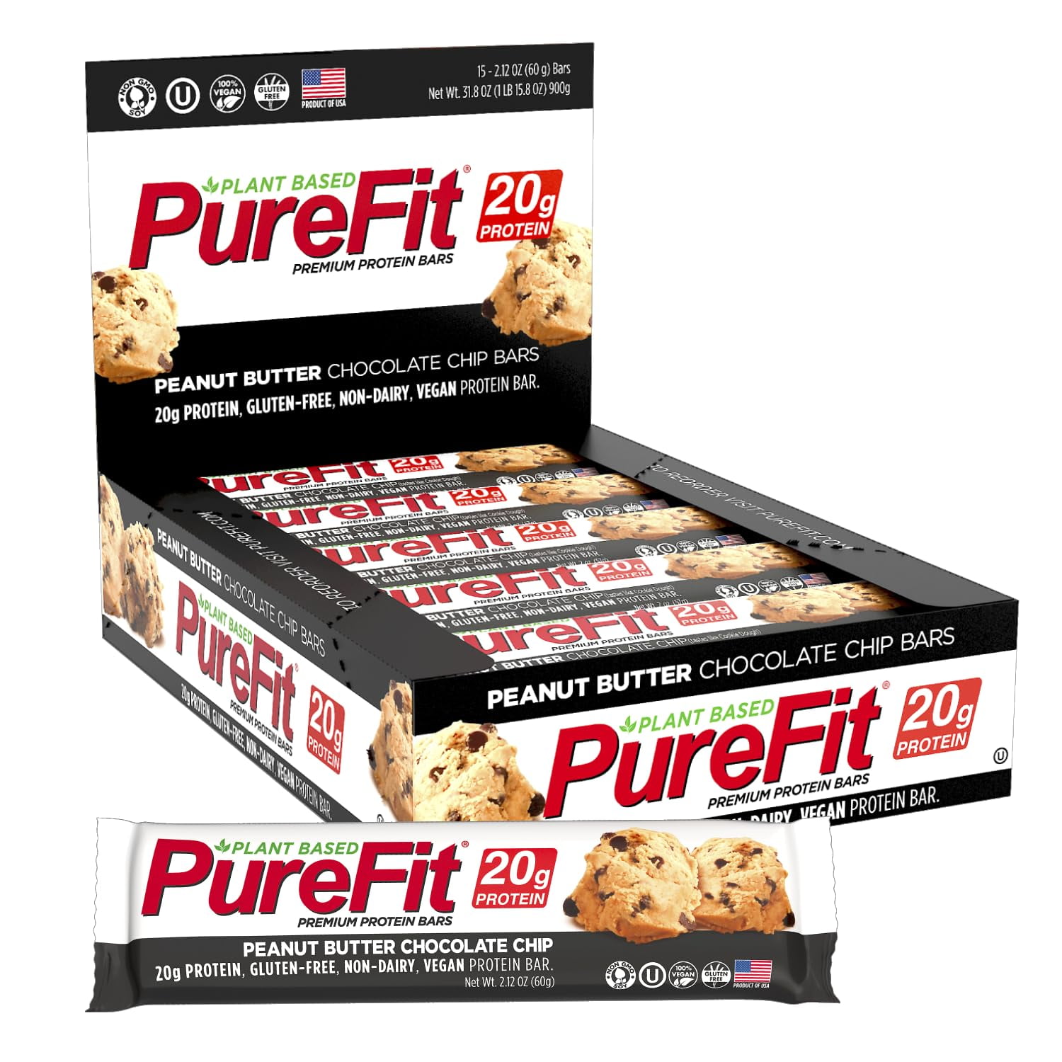 PureFit,Bar, Peanut Butter IRF13 Chocolate Chip,Pack of Bars | 220 ...