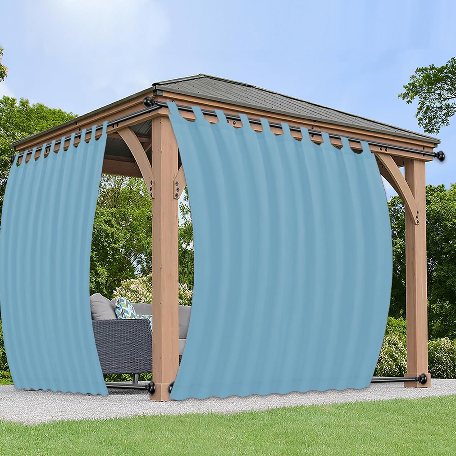 PureFit Outdoor Curtains for Detachable Sticky Tab Top Patio Waterproof ...