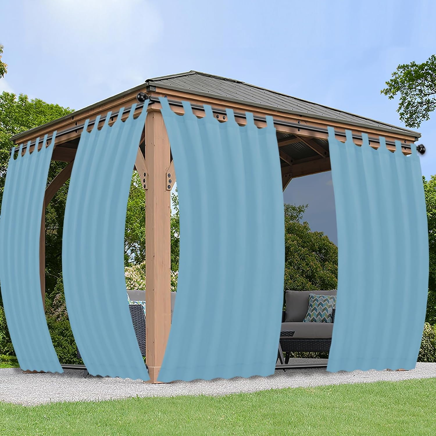 PureFit Outdoor Curtains for Detachable Sticky Tab Top Patio Waterproof ...