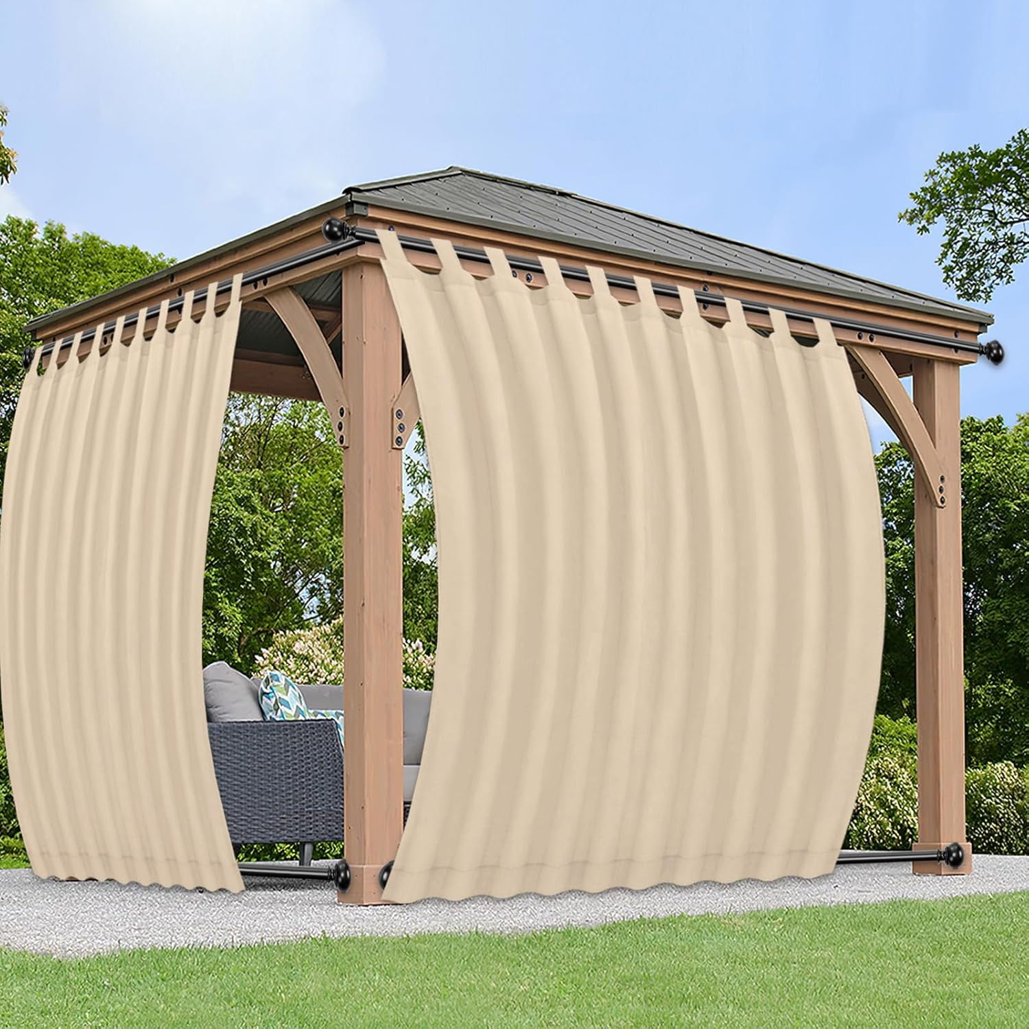 PureFit Outdoor Curtains for Detachable Sticky Tab Top Patio Waterproof ...