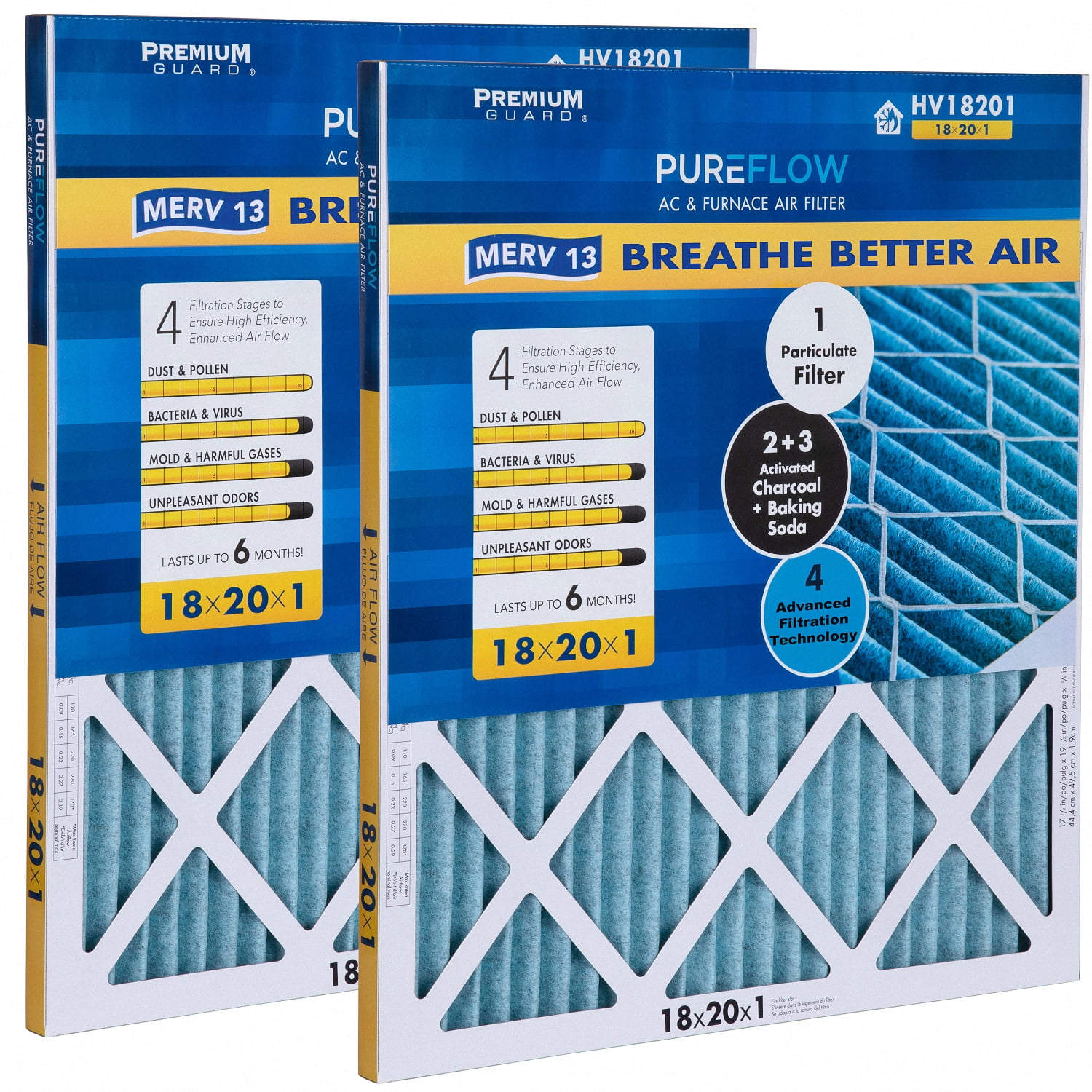 PureFlow, Home Furnace Air Filter 18x20x1, with 4 Layers of Advanced ...
