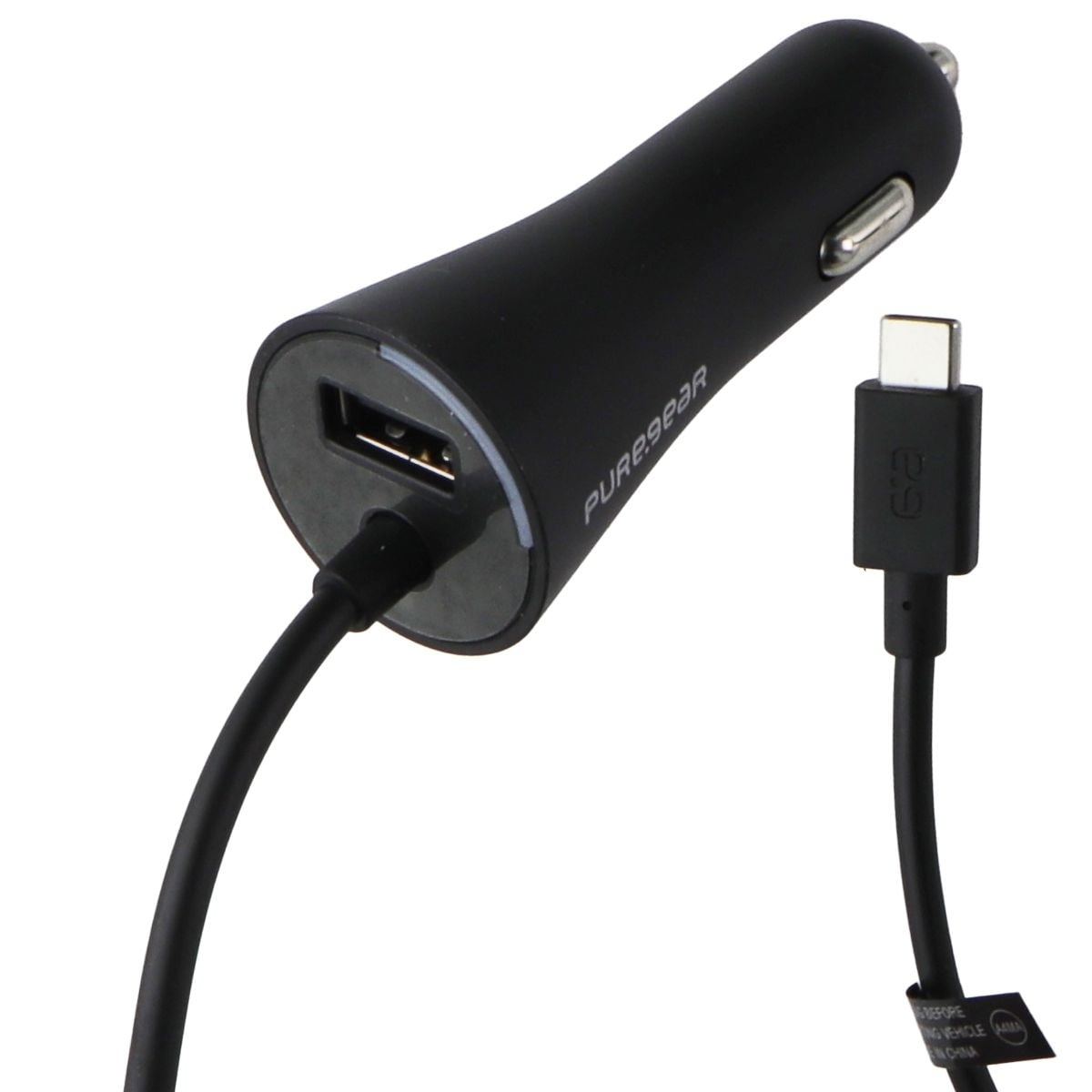 PureGear 24W Car Charger with 7-Ft USB-C Connector + Extra USB Port ...