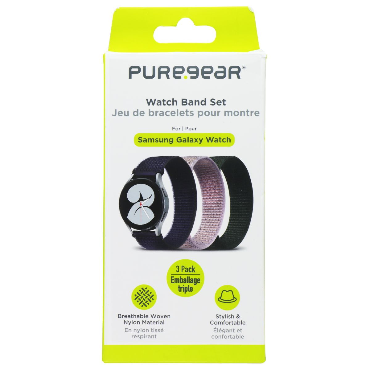 PureGear 3 Pack Nylon & Velcro Watch Band Set for Samsung Galaxy Watch ...