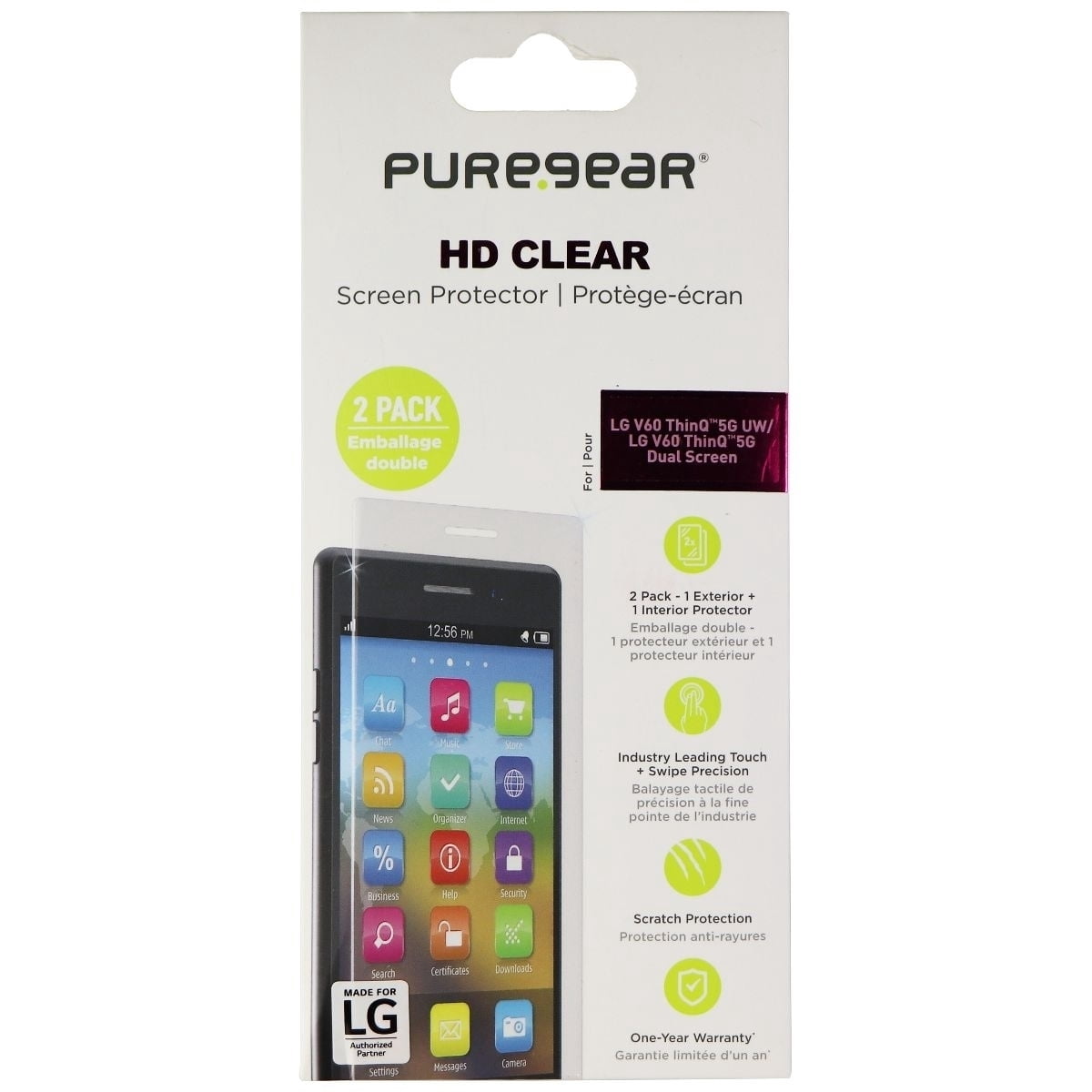 PureGear HD Clear Screen Protector for LG V60 ThinQ 5G UW / 5G Dual ...