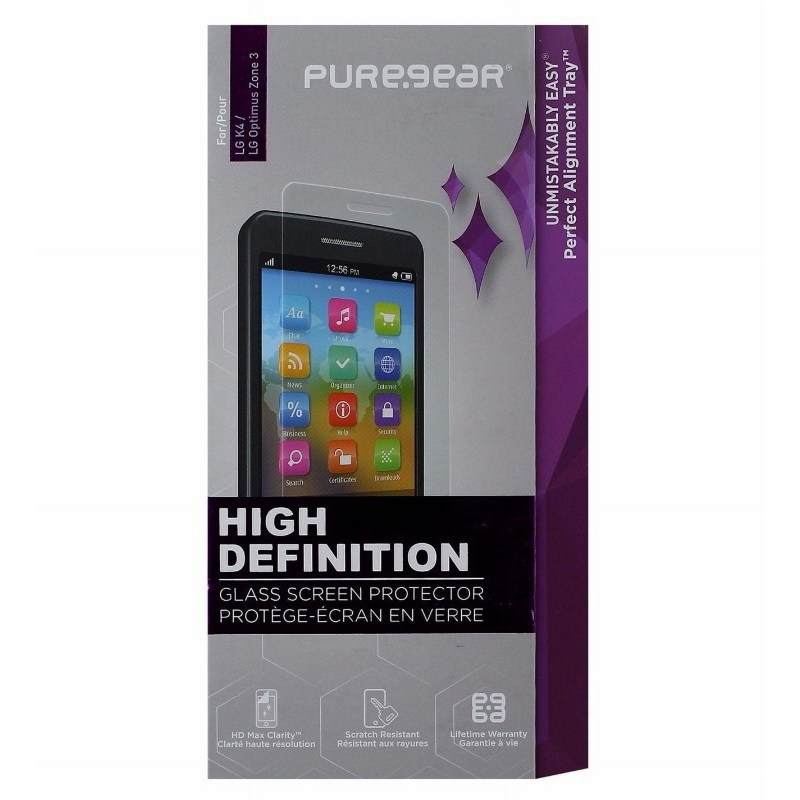 PureGear HD Tempered Glass Screen Protector for LG K4/Optimus Zone 3 ...