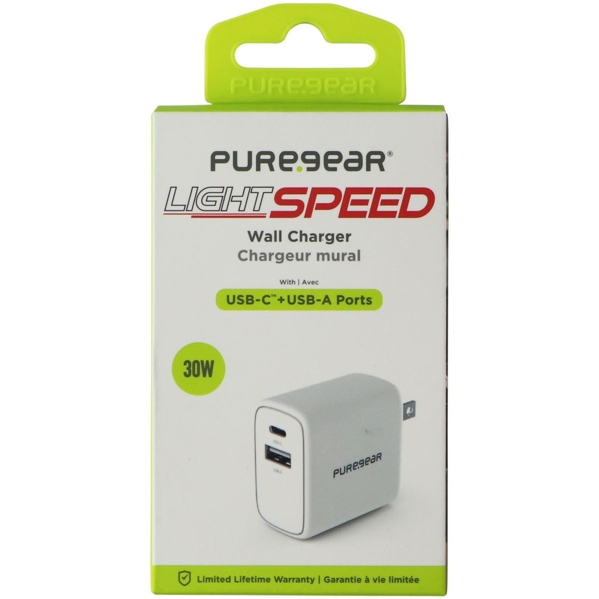 PureGear LightSpeed (30-Watt) USB-C and USB-A Wall Charger - White - Walmart.com