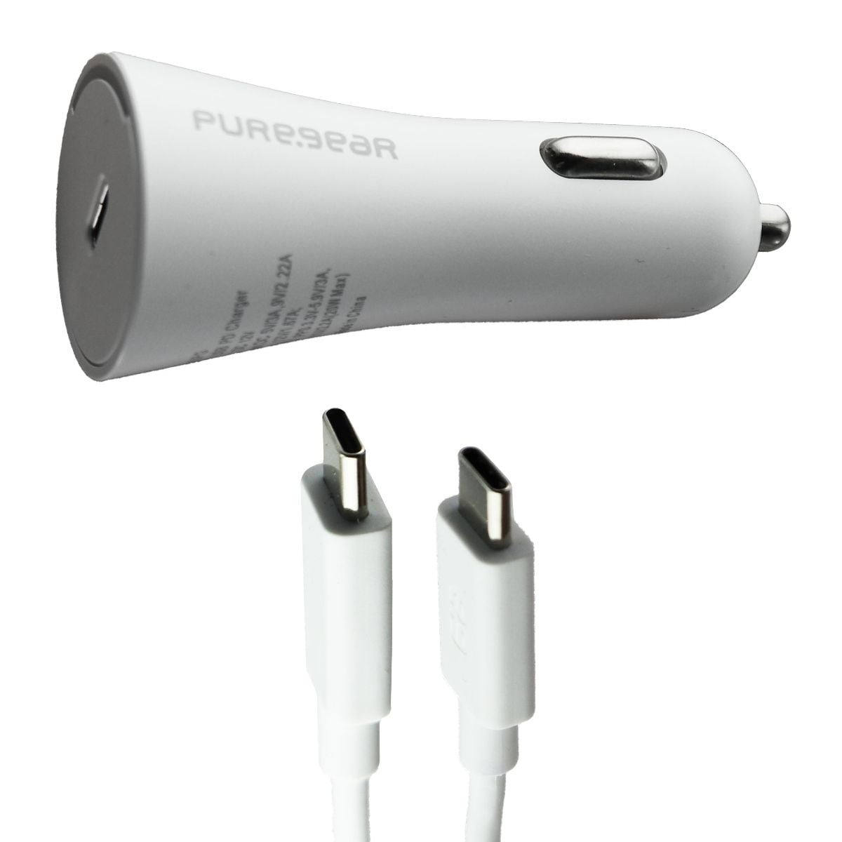 PureGear LightSpeed Car Charger 20W with USB-C to USB-C Cable - White ...