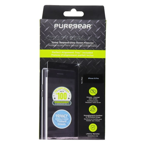 PureGear Privacy Steel 360 Series Screen Protector for iPhone 16 Pro ...