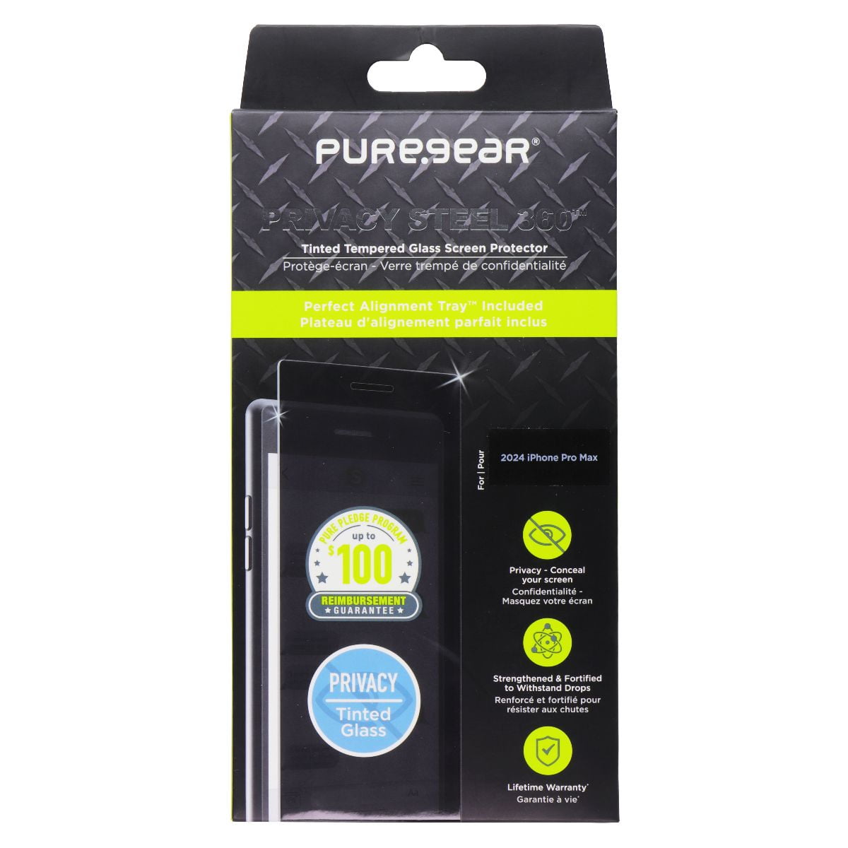 PureGear Privacy Steel 360 Tempered Screen Protector for Apple iPhone 16 Pro Max - Walmart.com
